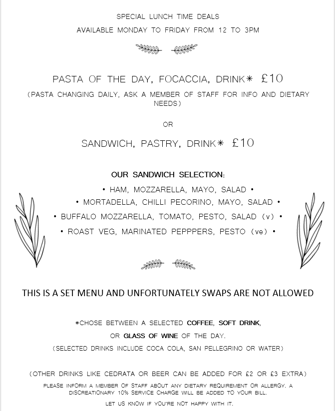 Menu — La Panza