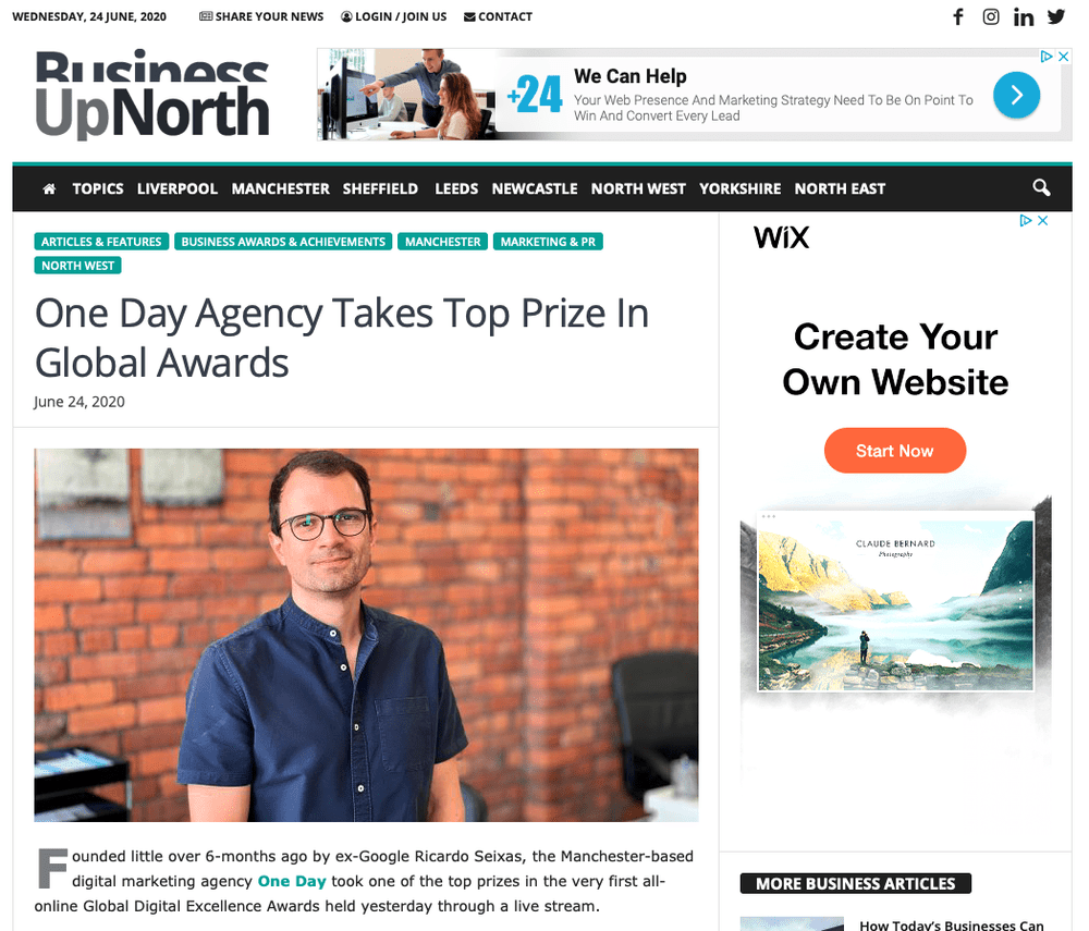Press Release: “One Day Agency Takes Top Prize In Global Awards” > One ...