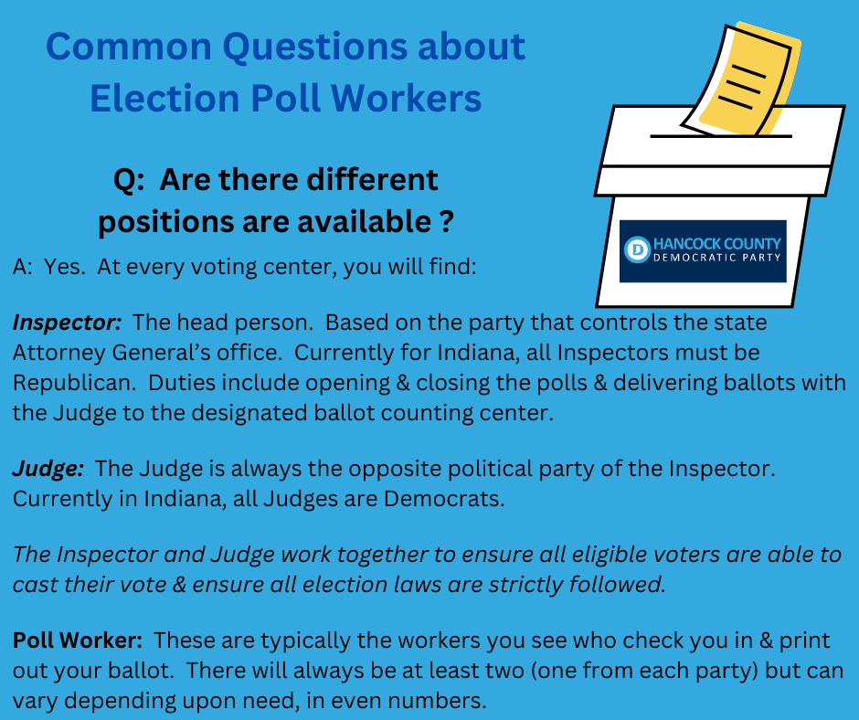 Be a Poll Worker — Hancock County Indiana Democrats