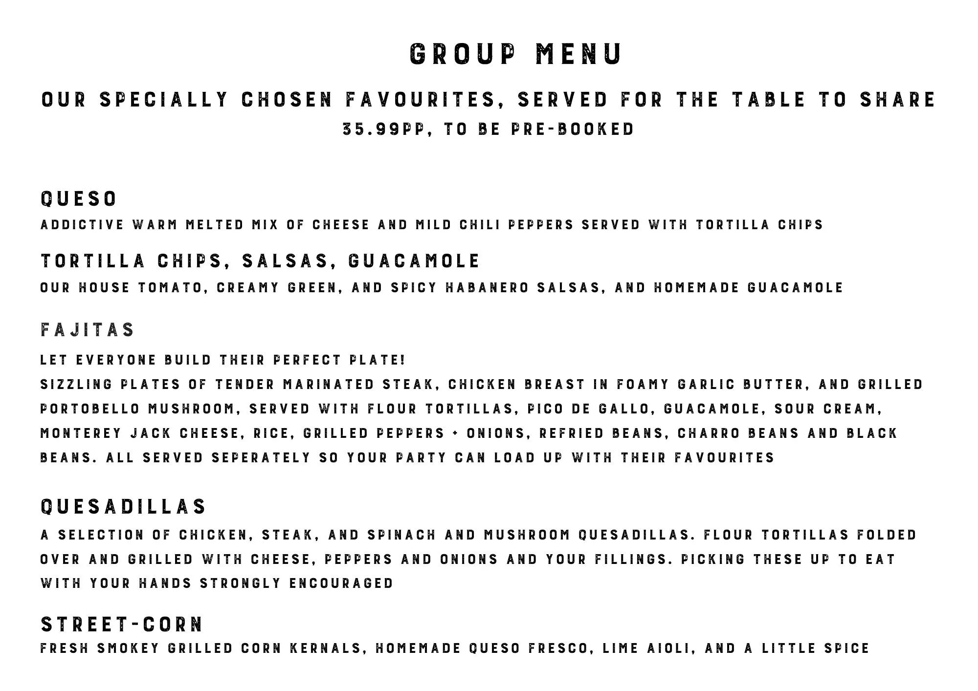 GROUP MENUS — D GRANDE