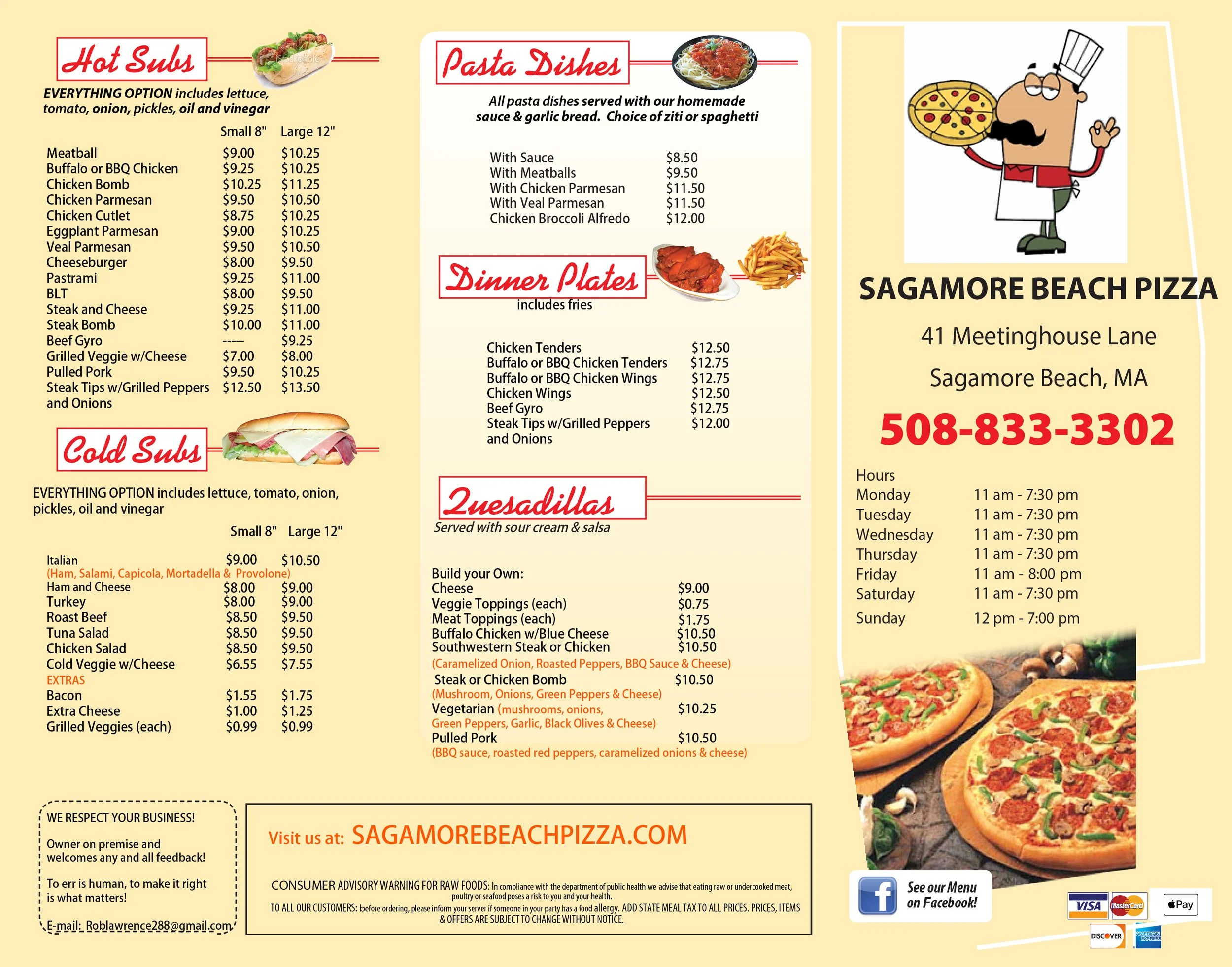 MENU — Sagamore Beach Pizza
