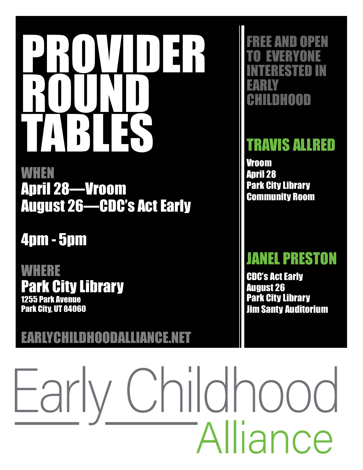 Provider Roundtables–April 28 & August 26 - Park City Community Foundation