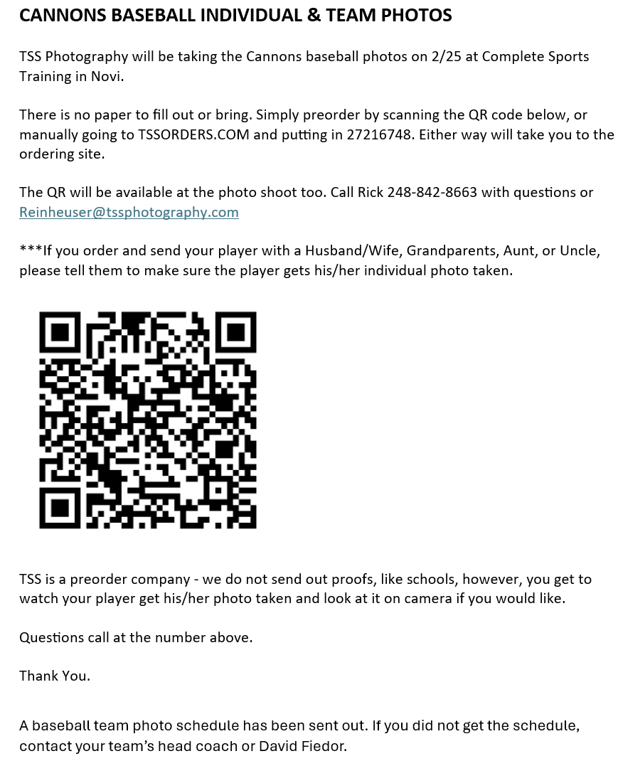 Picture Day — Cannons Baseball