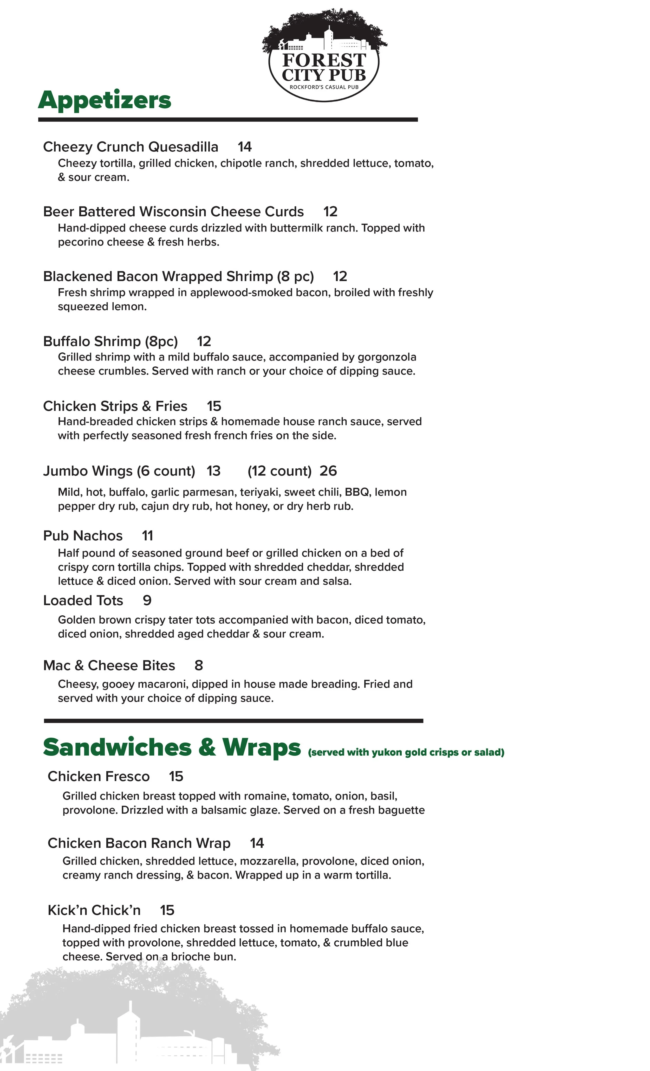 Menu — Forest City Pub