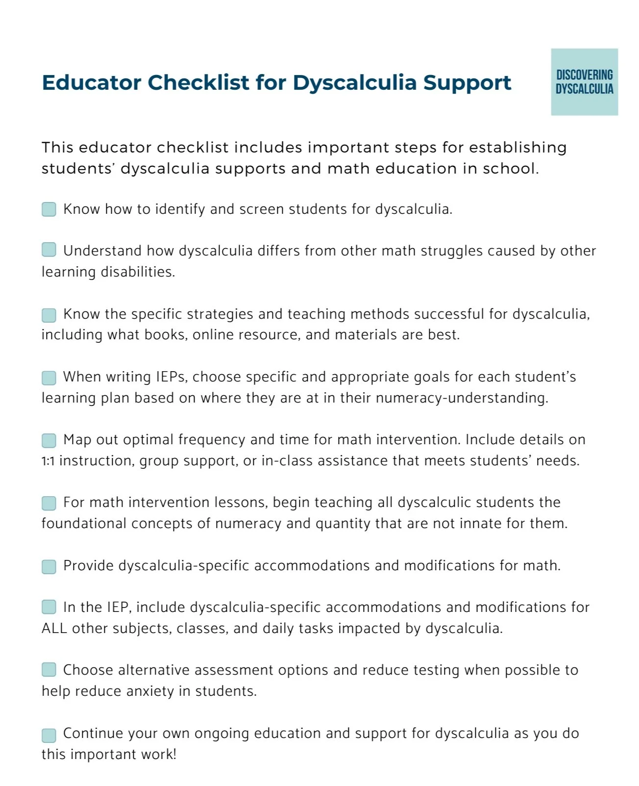 Dyscalculia Math Education — Discovering Dyscalculia