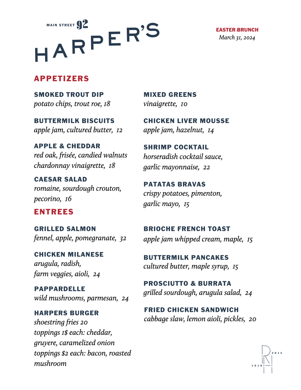 Harper’s Restaurant and Bar - 92 Main St, Dobbs Ferry, NY