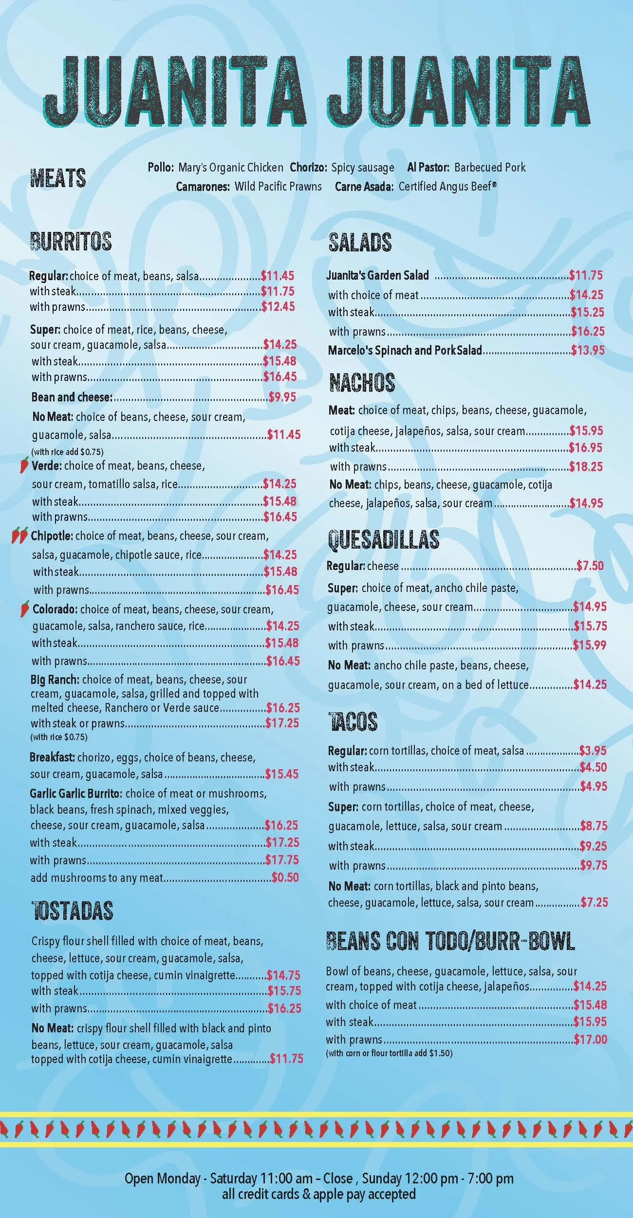 Menu — Juanita Juanita