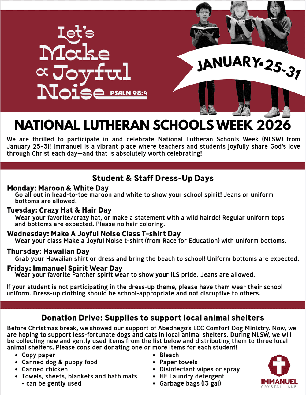 National Lutheran School Week — Immanuel Lutheran