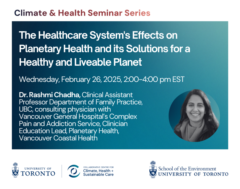 Environment and Health Seminar Series: The Healthcare System's Effects ...