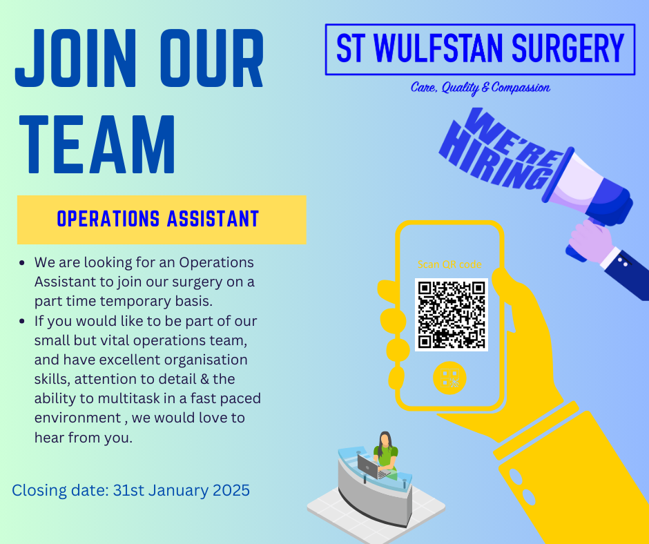 We are hiring: Operations Assistant — St Wulfstan Southam Surgery CQC ...