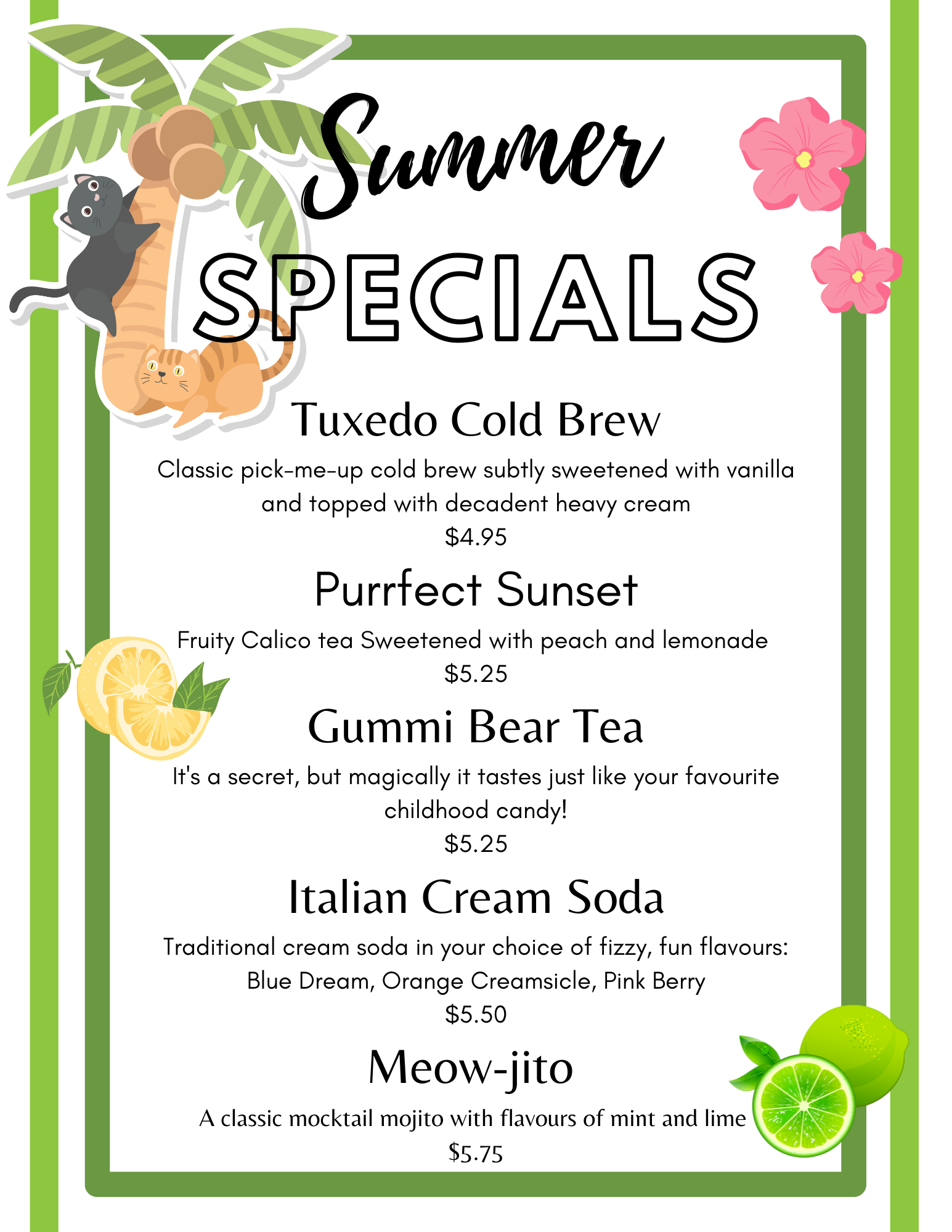 Menu — Regal Cat Cafe