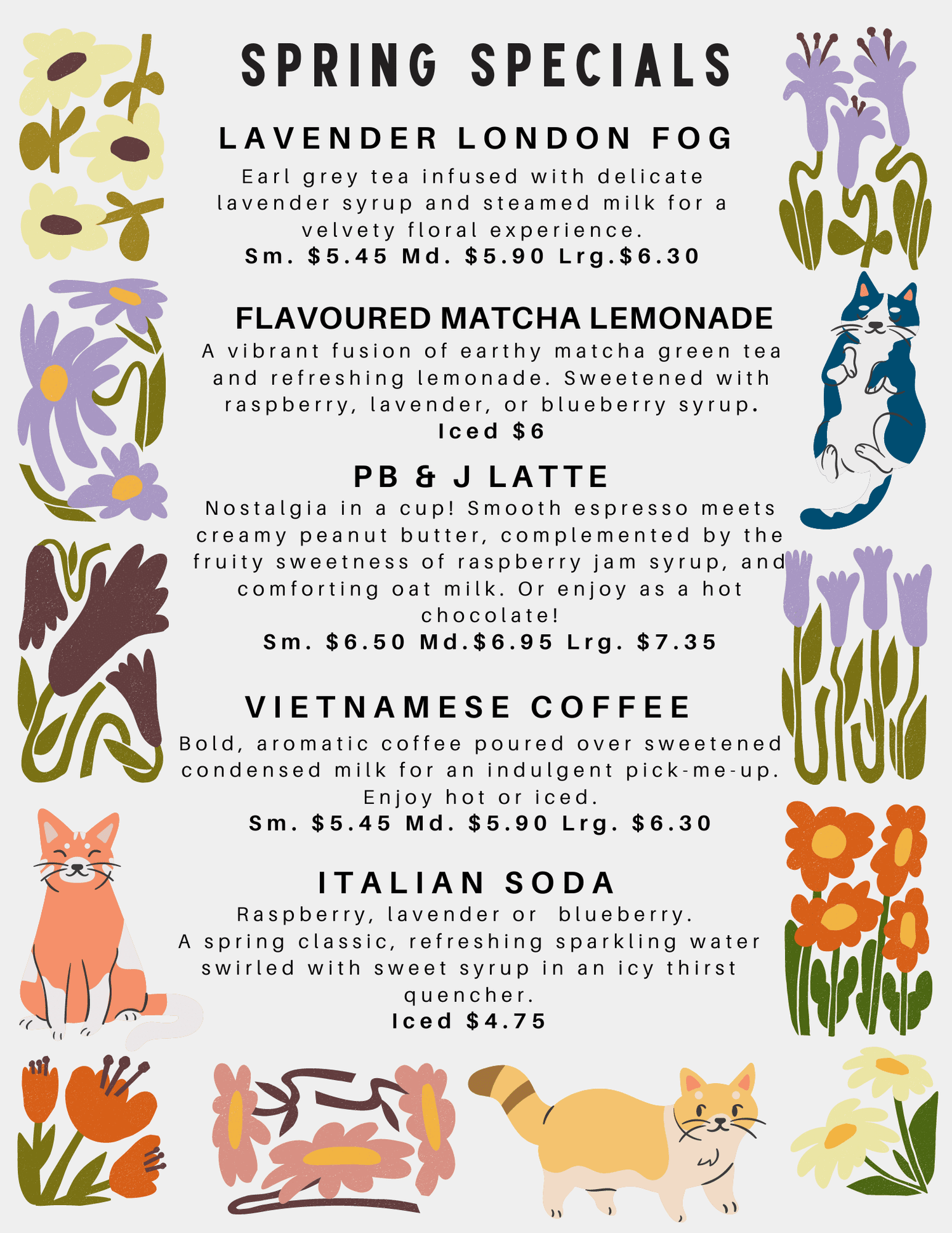 Menu — Regal Cat Cafe