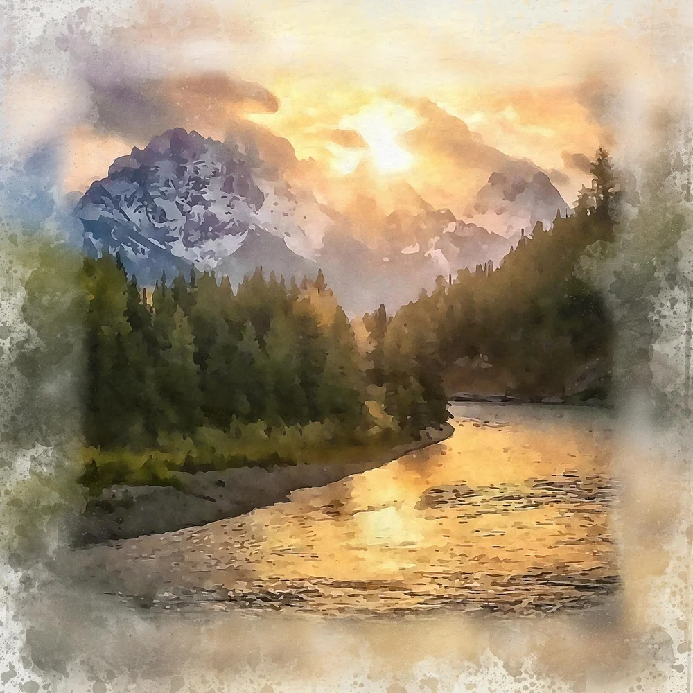 Abstract Sunset And Mountains