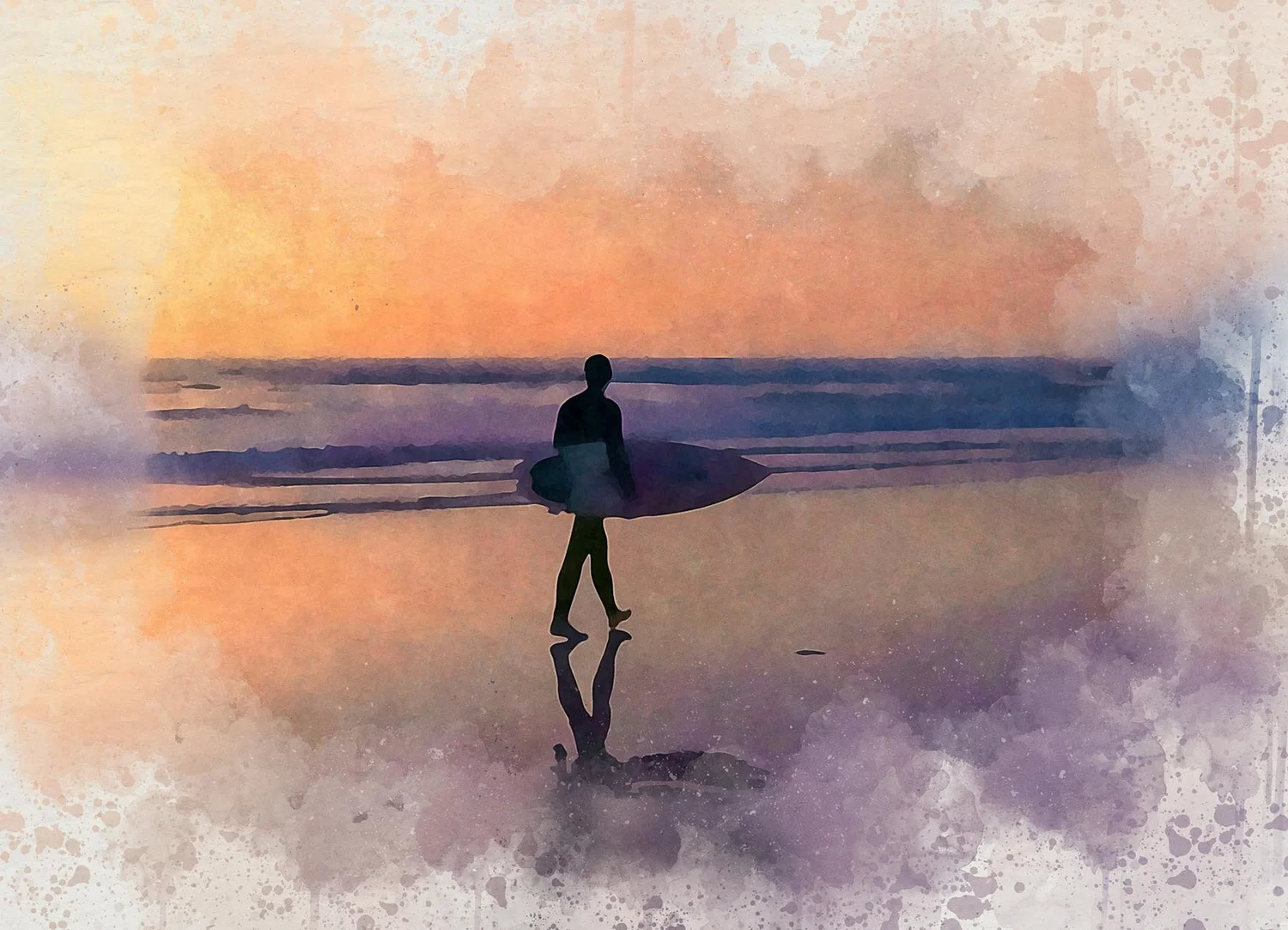 Abstract Beach Painting Sunset