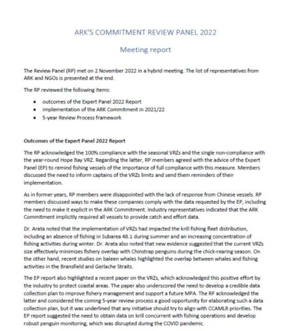 Association of Responsible Krill harvesting companies — ARK Reports