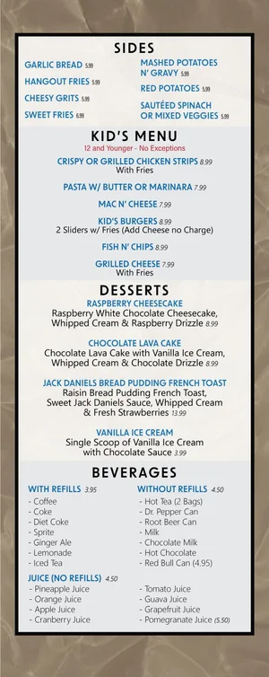 Digital Menu — The Hangout Restaurant