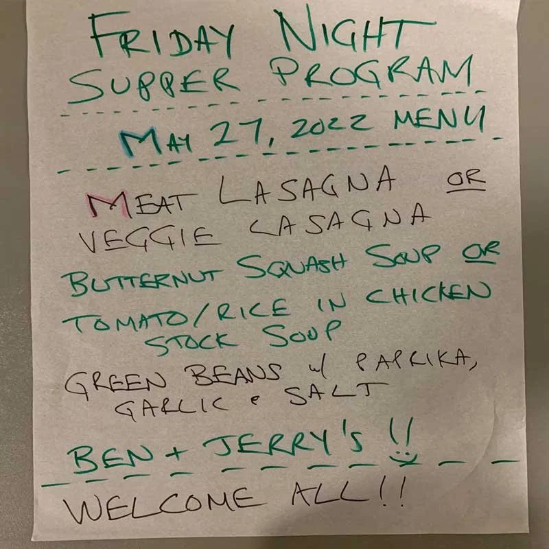 Our Dinners — Friday Night Supper Program