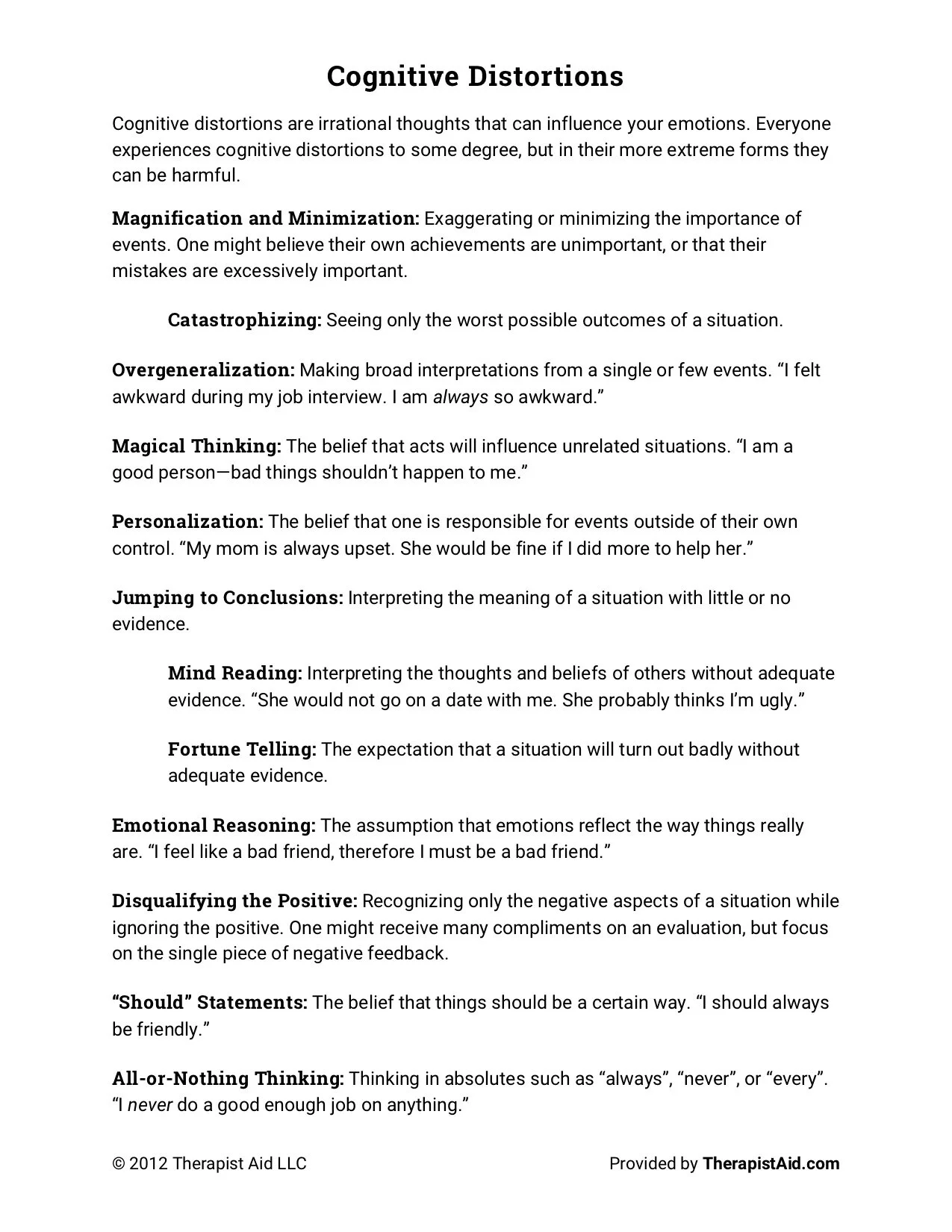 Cognitive Distortions: Understanding Unhelpful Thinking Patterns ...