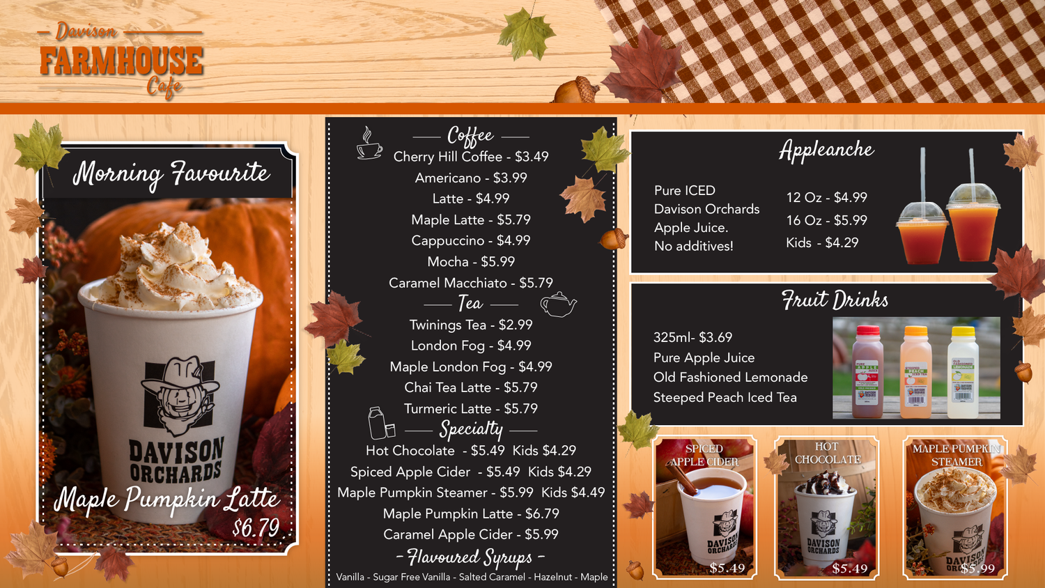 Farmhouse Cafe Menus — Davison Orchards