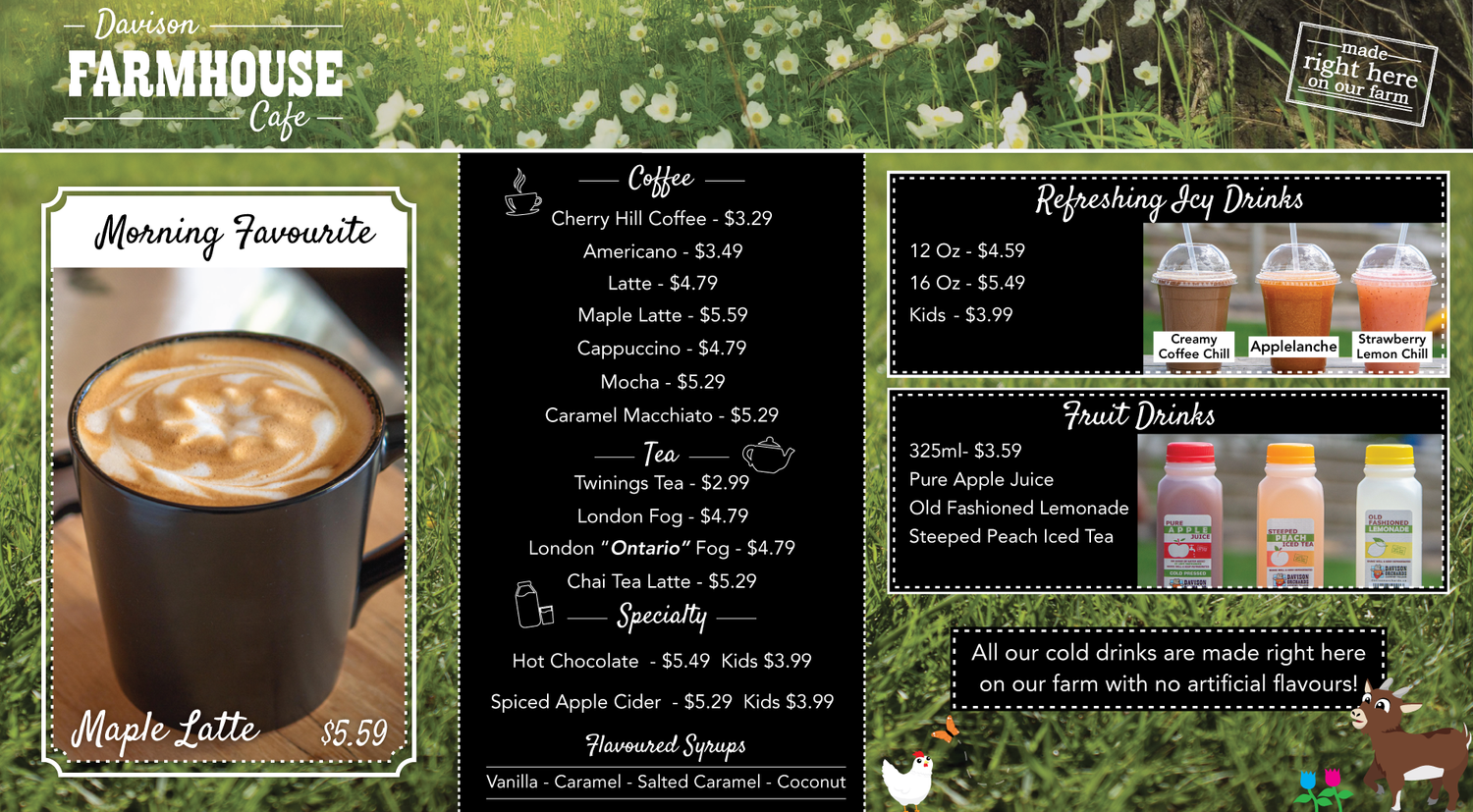 Farmhouse Cafe Menus — Davison Orchards