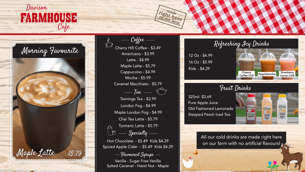 Farmhouse Cafe Menus — Davison Orchards