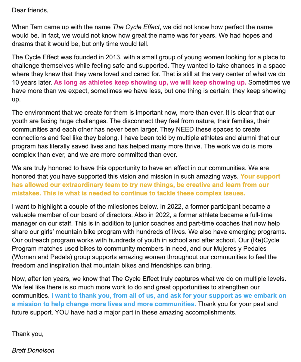 a decade of the cycle effect: a note from brett — The Cycle Effect