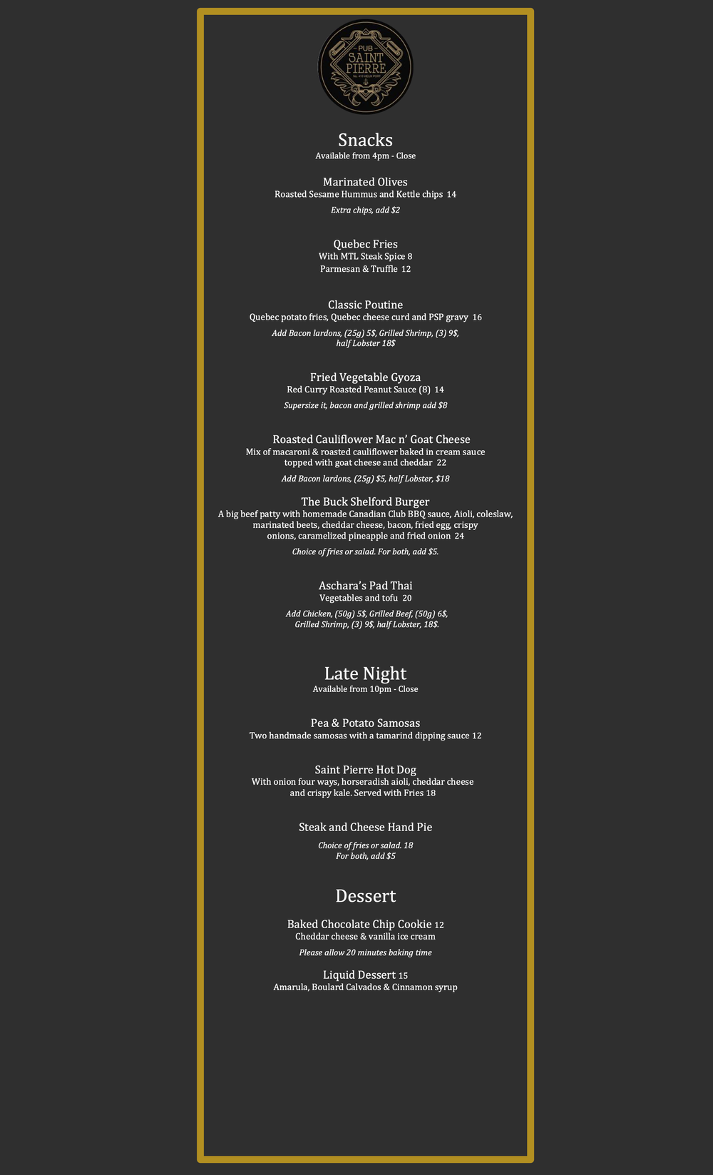 Menu — Pub Saint Pierre