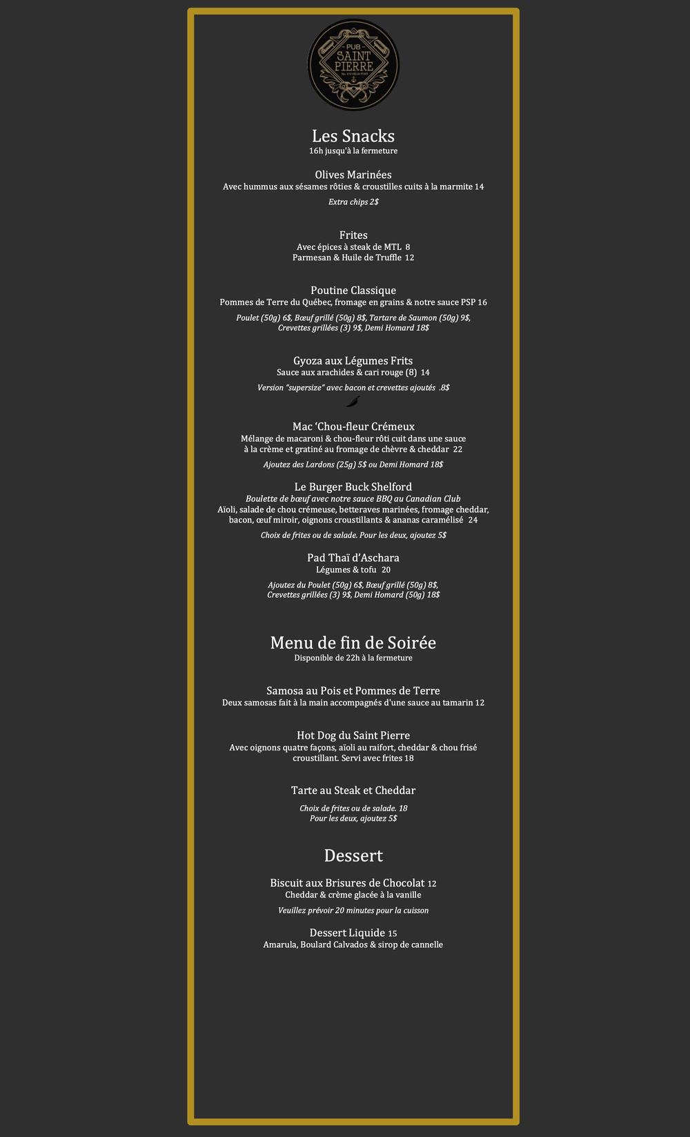Menu — Pub Saint Pierre