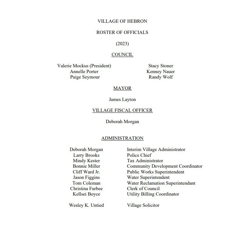 Village Roster — Village of Hebron