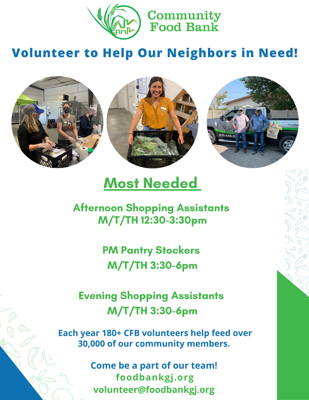 Volunteer Needs — Community Food Bank