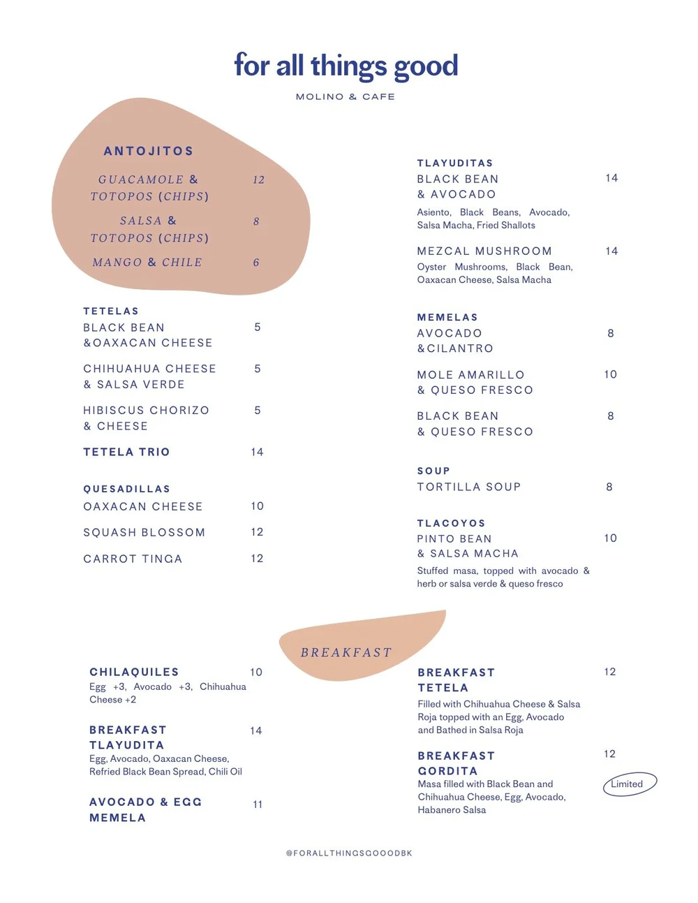 Williamsburg Menu — for all things good