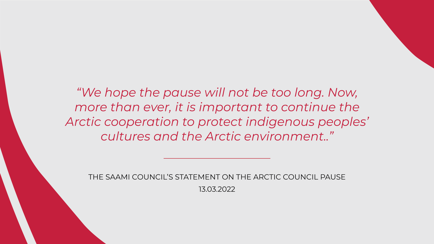 The Saami Council's statement on the Arctic Council Pause — Sámiráđđi