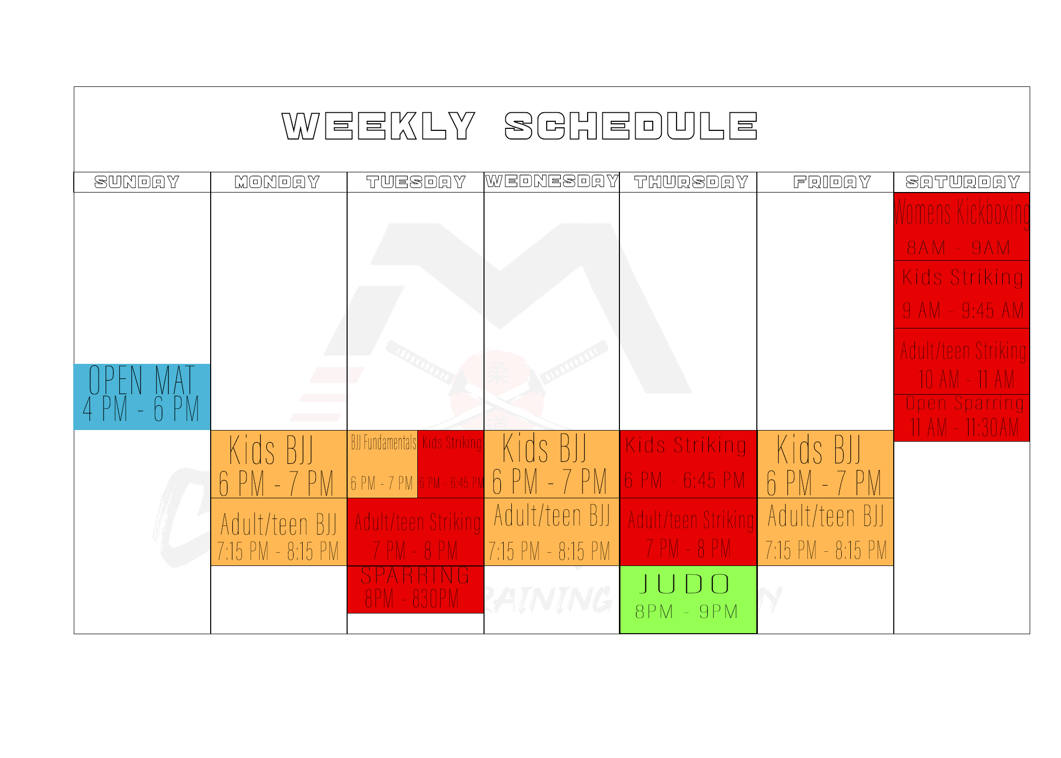 Schedule — Cohesion Training Academy