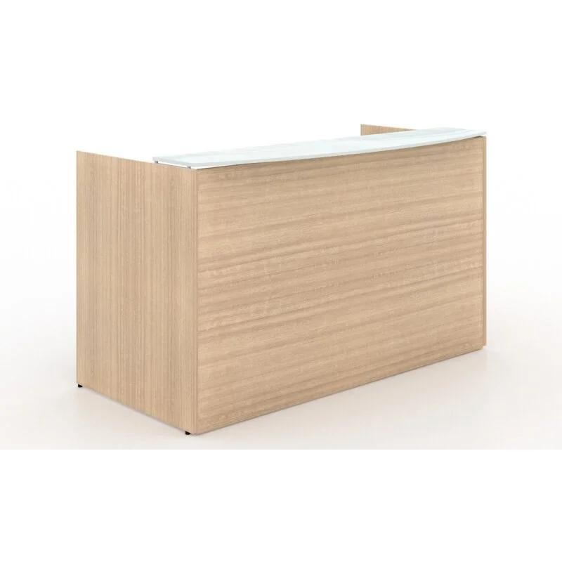 Reception Desk Shell Transactional with Floated White Glass Top — Stow ...