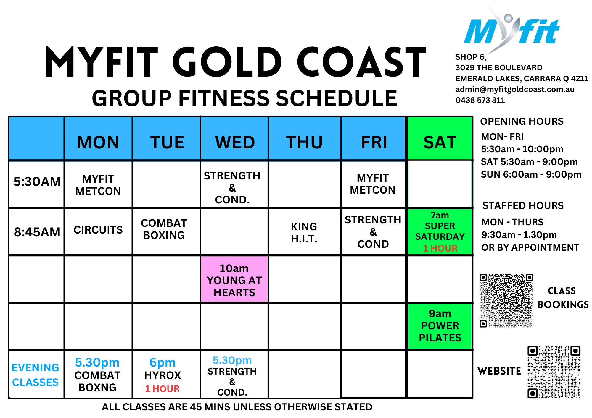 Group Classes & Timetable — MyFit Gold Coast