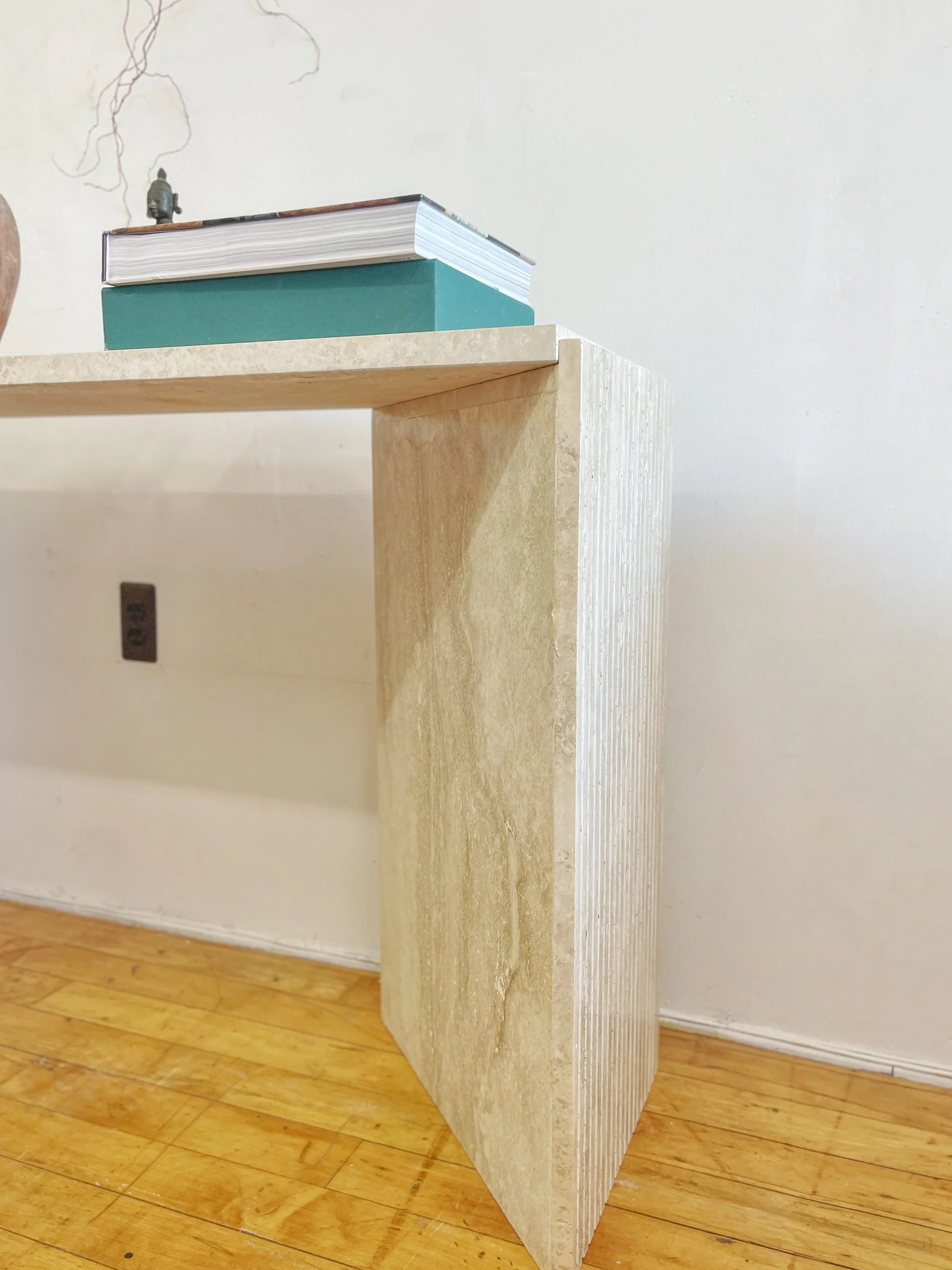 Vintage Italian Travertine Console Table attributed to Carlo Scarpa ...
