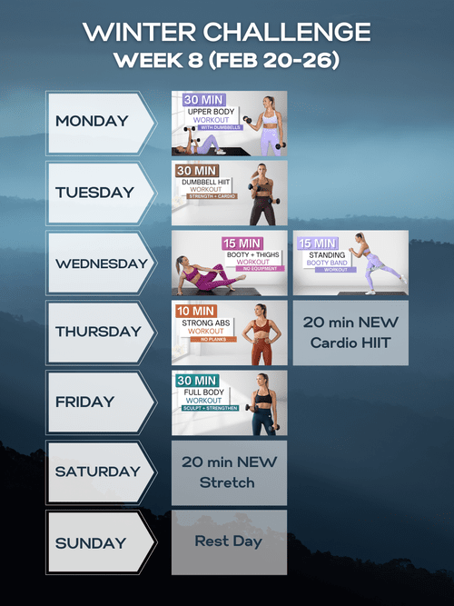 WINTER WORKOUT CHALLENGE SCHEDULE — FITBYMIK