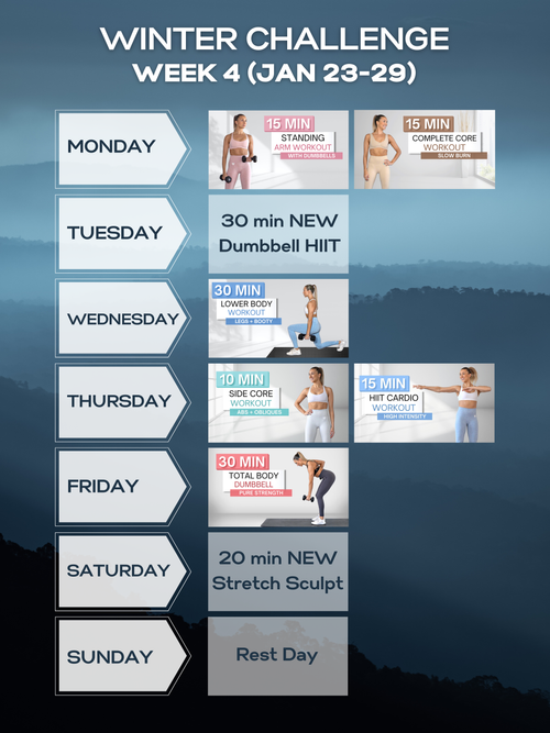 WINTER WORKOUT CHALLENGE SCHEDULE — FITBYMIK