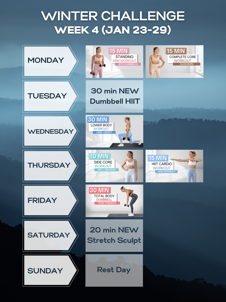 WINTER WORKOUT CHALLENGE SCHEDULE — FITBYMIK