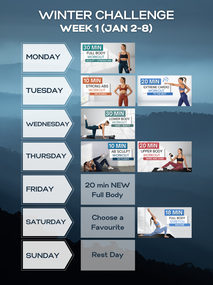 WINTER WORKOUT CHALLENGE SCHEDULE — FITBYMIK