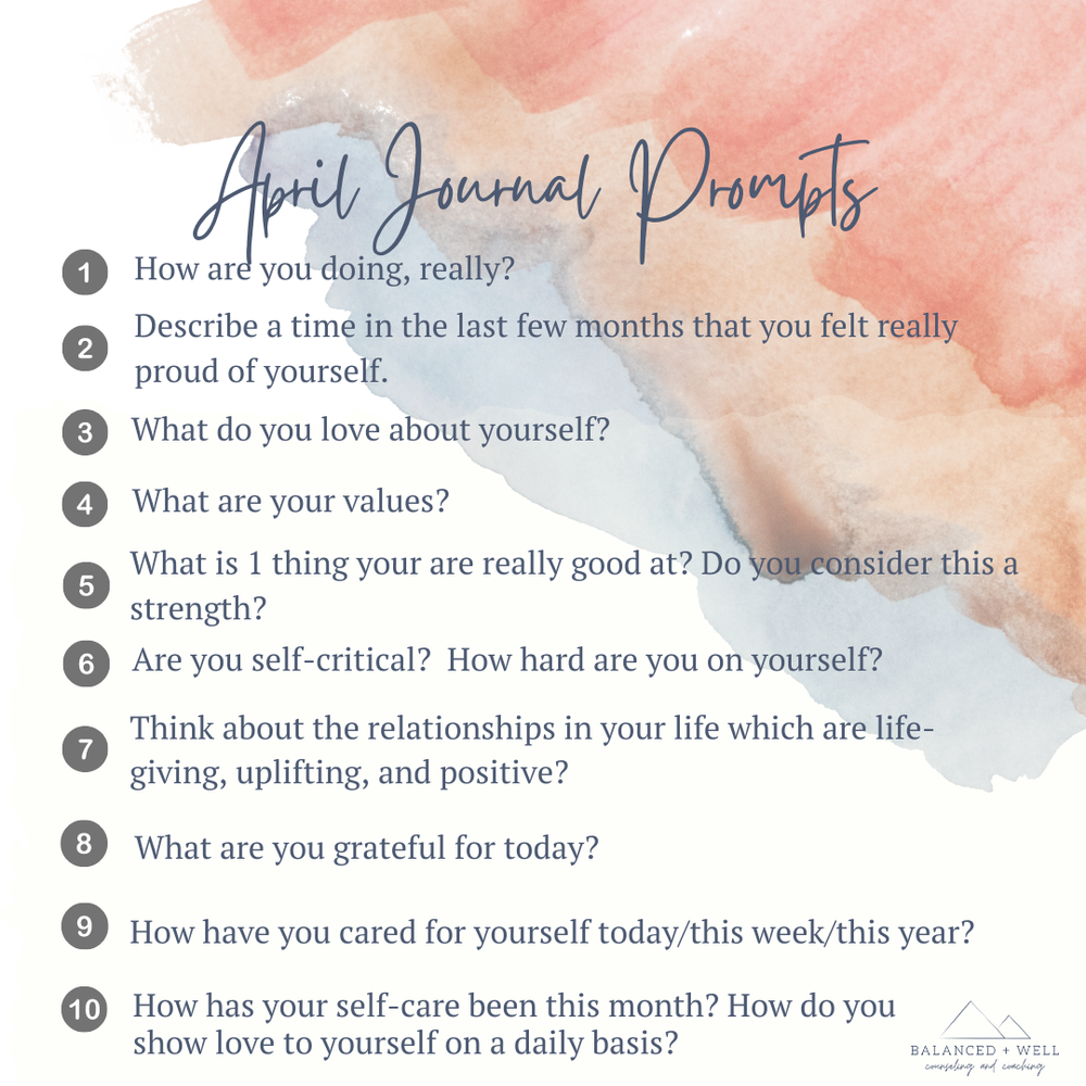 April Journal Prompts: Self Love