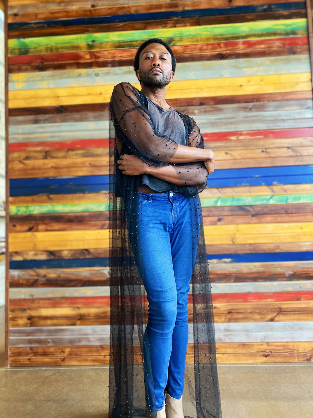 Black Tulle Embellished Beaded Duster — Terrance Williams Designs