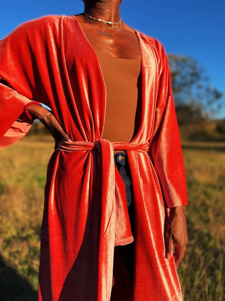 Coral Velvet Duster — Terrance Williams Designs