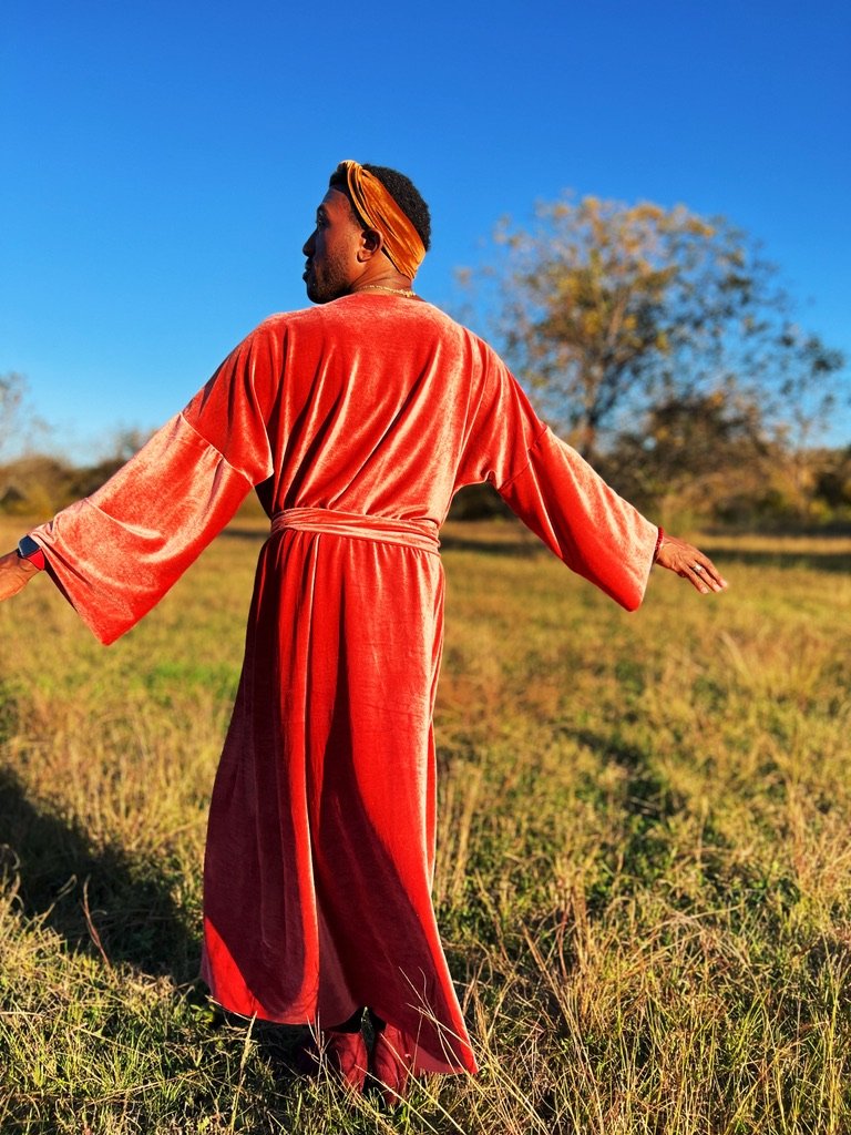 Coral Velvet Duster — Terrance Williams Designs