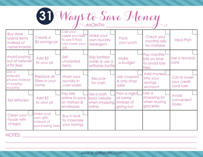 31 Ways To Save Money This Month
