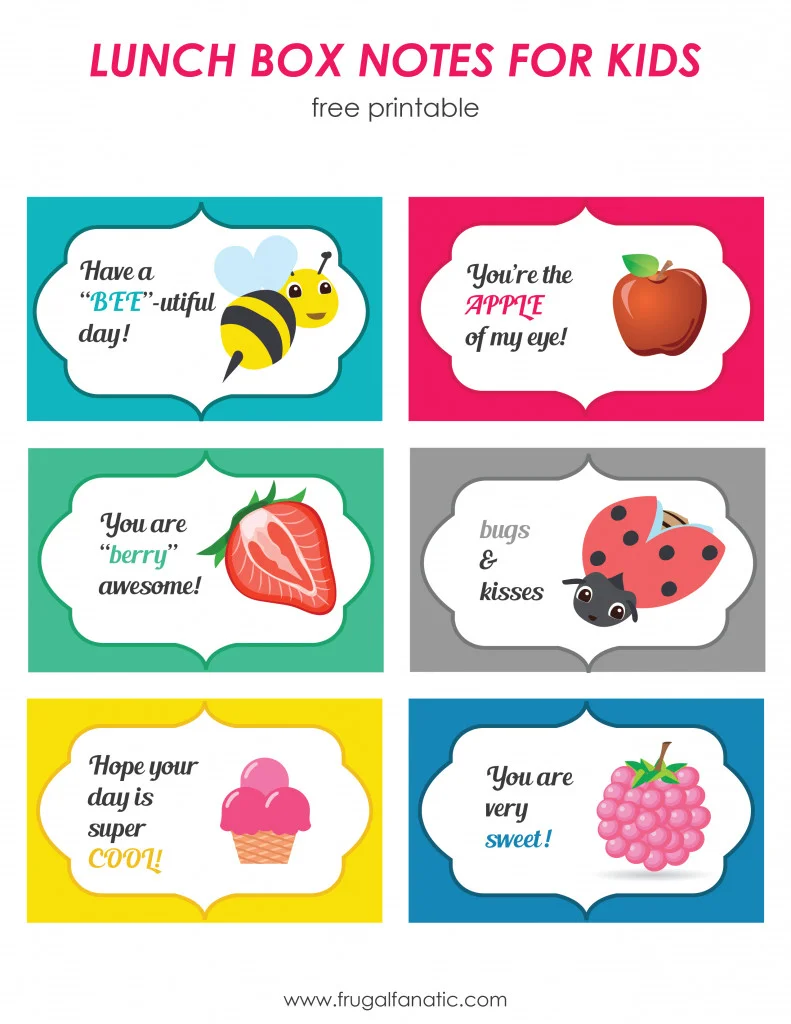 Free Printable Lunch Box Notes - Gear Up for Back to School