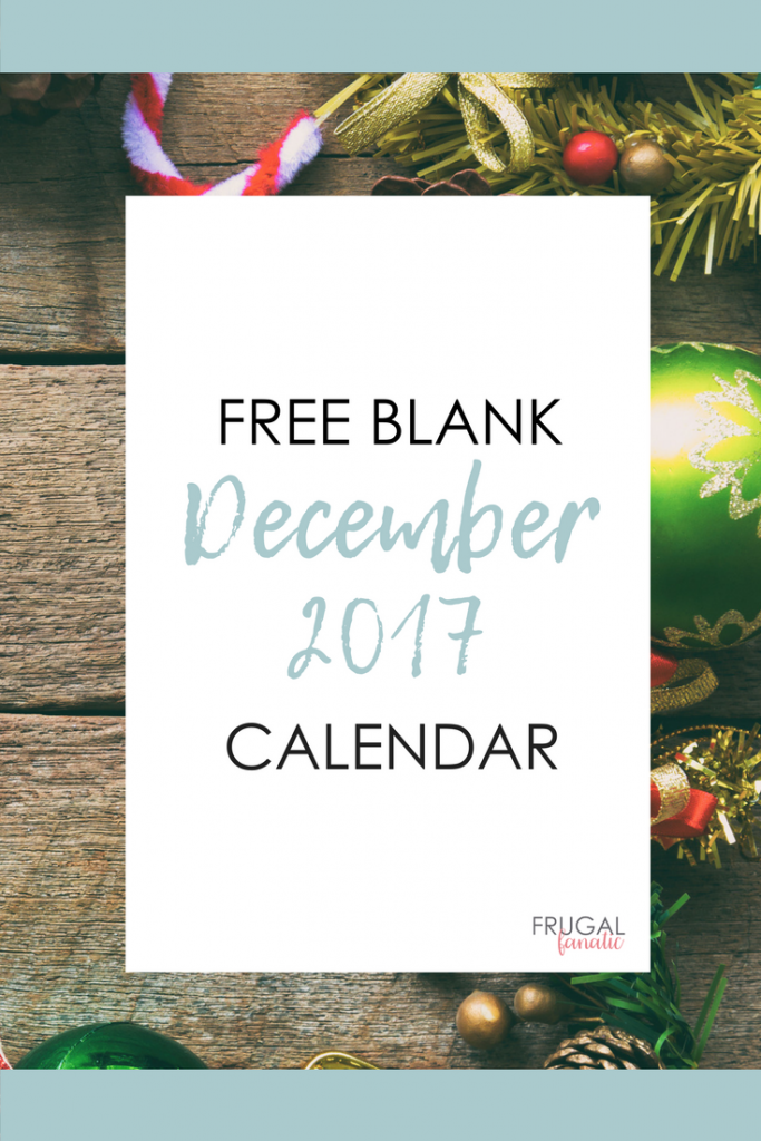 Free Blank December 2017 Calendar