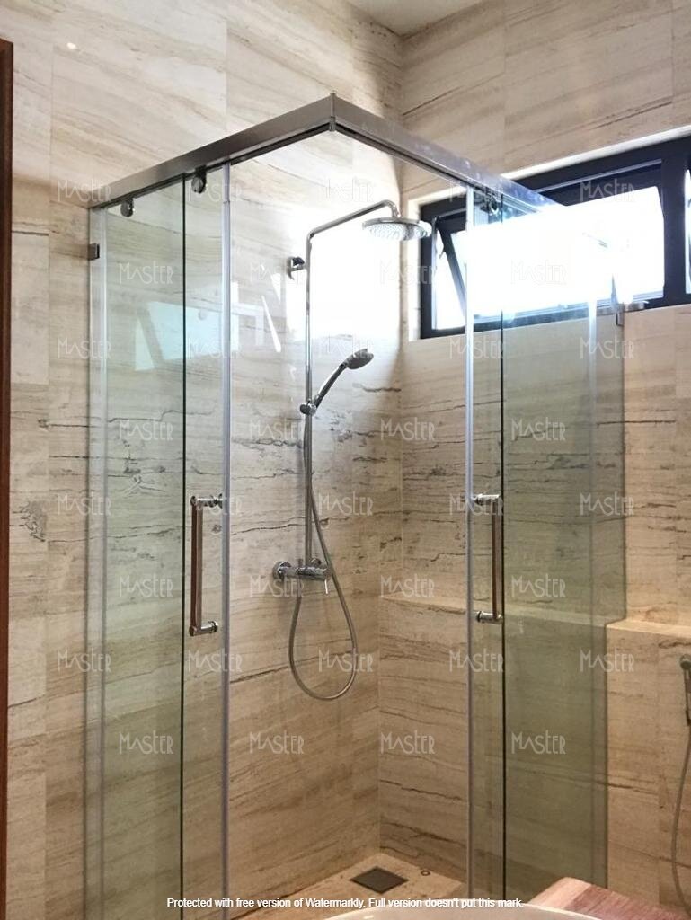 Corner Entry Shower Screens — Master Home Concept