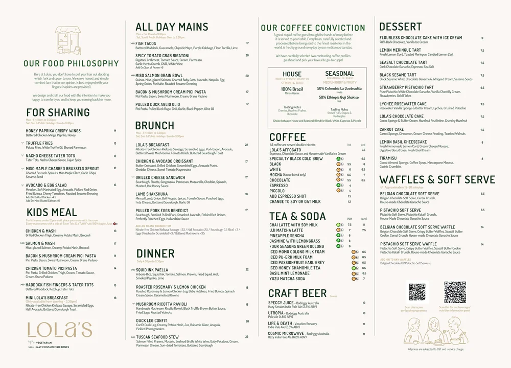 Menu | Explore Our Menu Today — Lola's Cafe