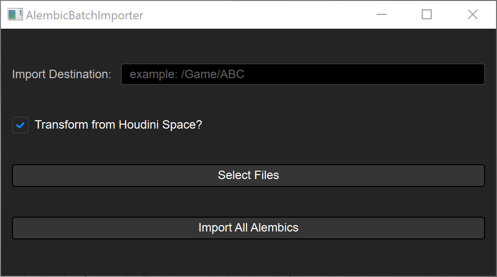 Unreal Alembic Batch Importer — Wenyi Zhang
